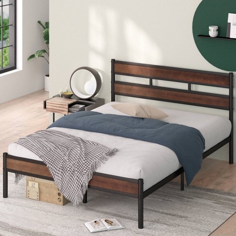 Full Roman Bamboo And Metal Platform Bed Frame Brown - Zinus : Target