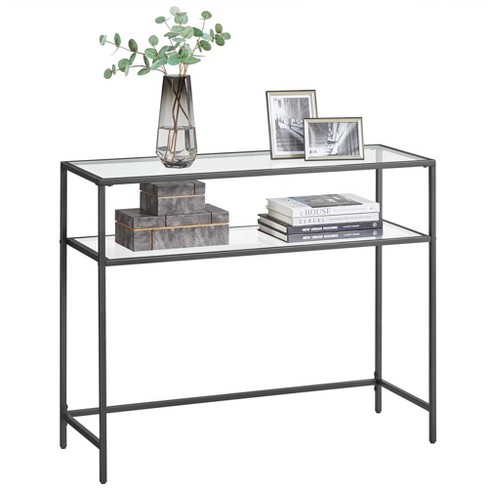 Vasagle Console Sofa Table, Modern Entryway Table, Tempered Glass Table ...
