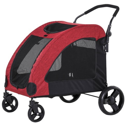 Pawhut Foldable Dog Stroller With Storage Pocket, Oxford Fabric For ...