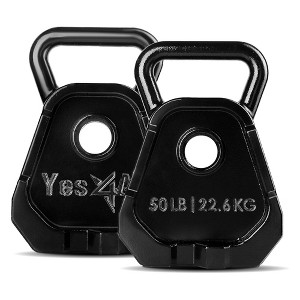 Yes4All 50 Pound Bell Weights, 1 Pair Combo Kettlebell and Olympic ...