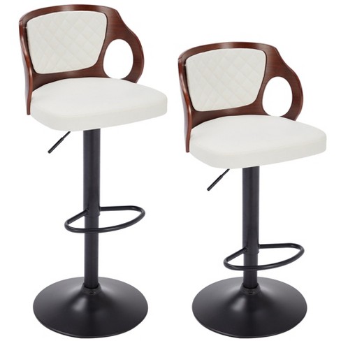 Vecelo Modern Bar Stools Height Adjustable Counter Stools, White Set Of ...
