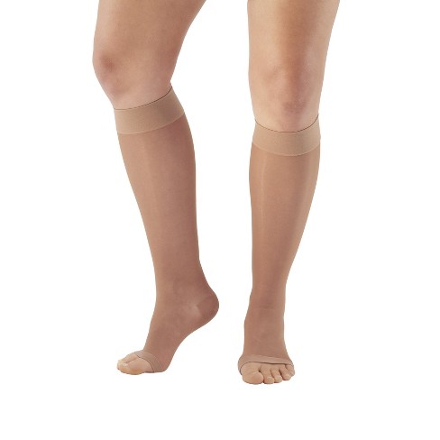 Ames Walker Aw Style 44 Women's Sheer Support 20-30 Mmhg Compression Open Toe Knee Highs Nude ...