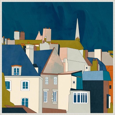 30"x30" Santorini Seashore By Ana Rut Bre Framed Canvas Wall Art Print ...