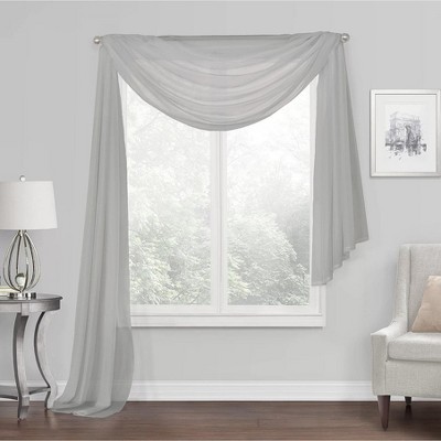 Kate Aurora Elegant Sheer Voile Window Scarf Valance - Charcoal : Target