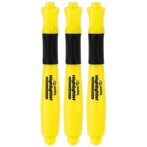 Enday Yellow Desk Style Fluorescent Highlighters With Cushion Grip, 3 ...