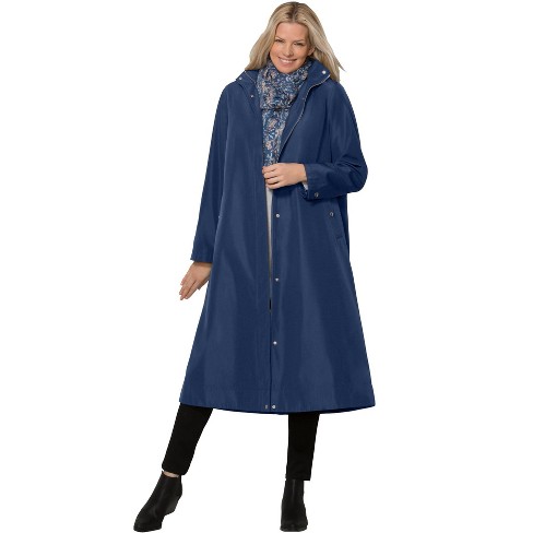 Woman Within Women's Plus Size Long A-line Raincoat - 28 W, Navy : Target