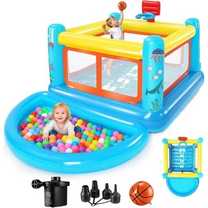 YOUNGFIT Inflatable Bounce House, 107"×68"×51"PVC Indoor Outdoor Bouncy ...