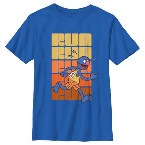 Boy's Sesame Street Grover Run Repeat T-shirt - Royal Blue - Small : Target