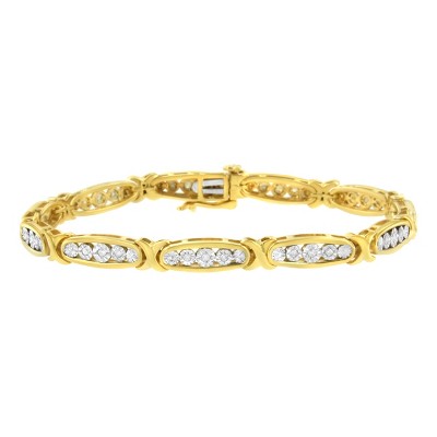 Haus of Brilliance 1/4 Cttw Channel-Set Round Diamond X Link 10K Yellow ...