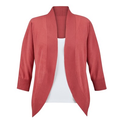 Collections Etc Open-front Curved Hem 3/4 Sleeve Cardigan X-large ...