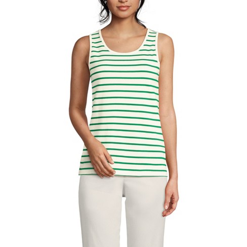 Lands' End Women's Tall Cotton Tank Top - Medium Tall - True Green ...