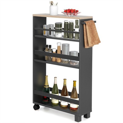 Homcom 3- Tier Slim Storage Cart, Rolling Narrow Kitchen Cart On Wheels ...
