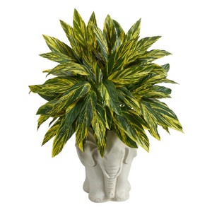 HomeStock 25in. Tradescantia Artificial Plant in White Elephant Shaped ...