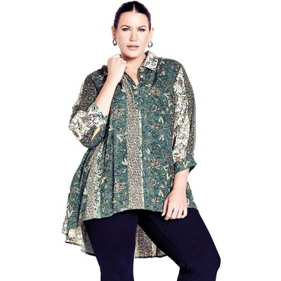 Avenue Women's Plus Size Athena Print Blouse : Target