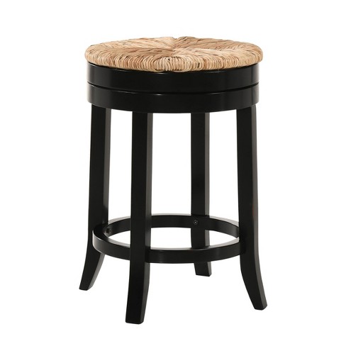 Carolina Living 24" Leif Swivel Rush Seat Counter Height Barstool Black ...