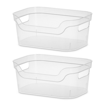 Sterilite 9.5 X 6.5 X 4 Inch Small Open Scoop Front Clear Storage Bin ...
