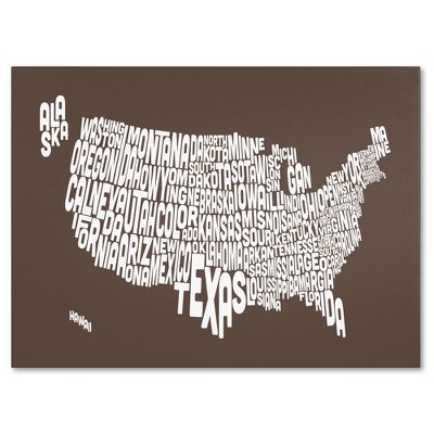 Michael Tompsett 'COFFEE-USA States Text Map' Canvas Art : Target