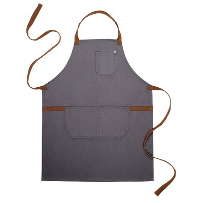 Mu Kitchen Adjustable Cotton Herringbone Weave Apron, 35-inches ...
