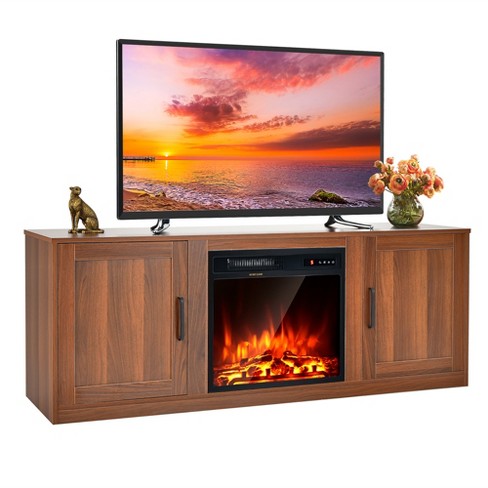 Costway 58'' Fireplace Tv Stand Entertainment Console W/ 18'' Electric ...