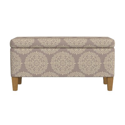 Large Textured Storage Bench Medallion Brown - HomePop: Hinged Lid ...