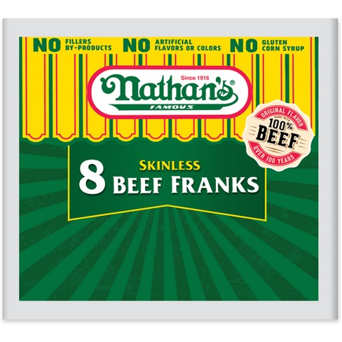 Nathan's Famous Skinless Beef Franks - 12oz/8ct : Target