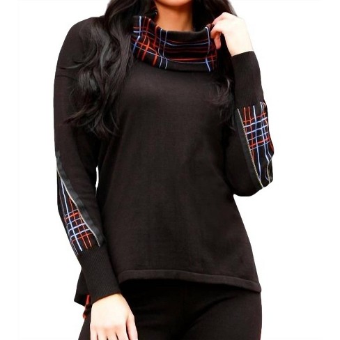 Women's Plaid Sweater With Scarf - Angel Apparel Xs : Target