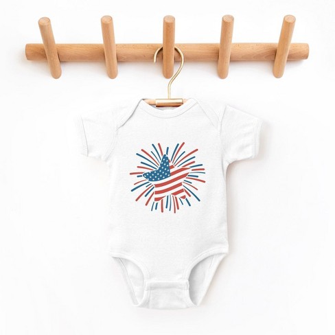 The Juniper Shop Star Flag Firework Baby Bodysuit - 24 Month - White ...