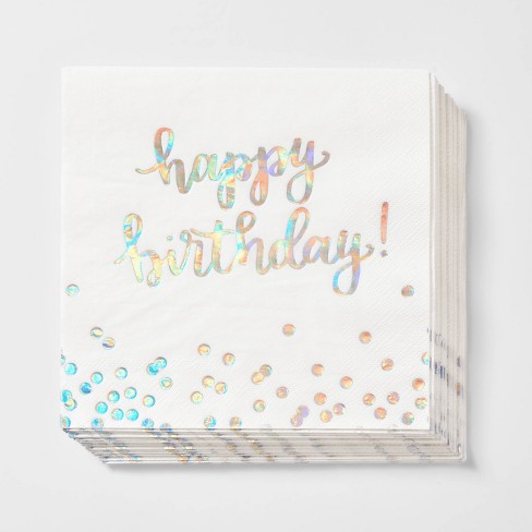 30ct Lunch Napkins 'happy Birthday' Iridescent - Spritz™ : Target