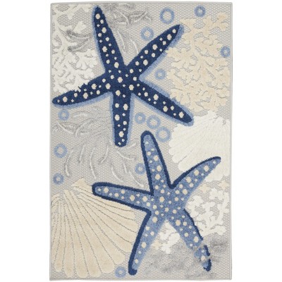 Nourison Aloha Ocean Starfish Indoor/outdoor Area Rug Blue/grey 2'8" X ...