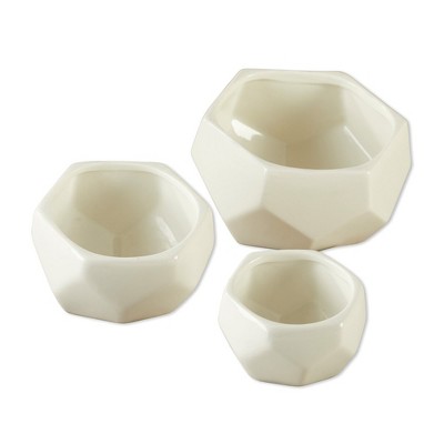 Kate Aspen Geometric Ceramic Planter - Small, Medium & Large (set Of 3 ...