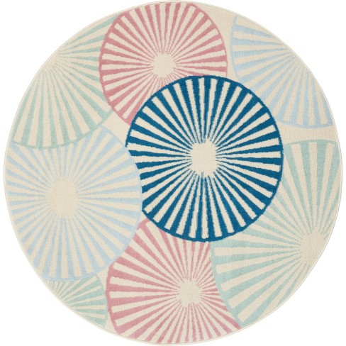 Nourison Grafix 5'3"xround (5' Round) Ivory/multi Area Rug Contemporary ...