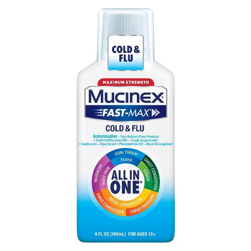 Mucinex Fast-Max Cold & Flu Relief Liquid - Acetaminophen - 6 Fl Oz ...
