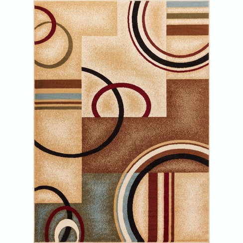 Deco Rings Ivory Geometric Modern Casual Area Rug 3x5 4x6 ( 3'11" X 5'3 ...