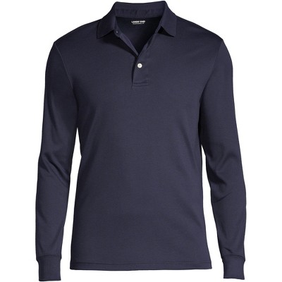 Lands' End Men's Long Sleeve Super Soft Supima Polo Shirt - Large ...