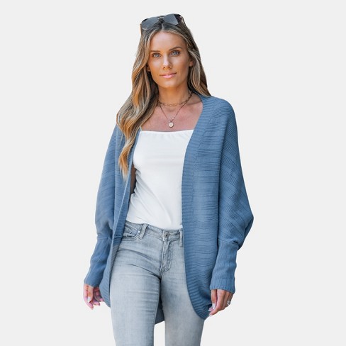 Women's Knit Blue Lightweight Cardigan - Cupshe-s-blue : Target