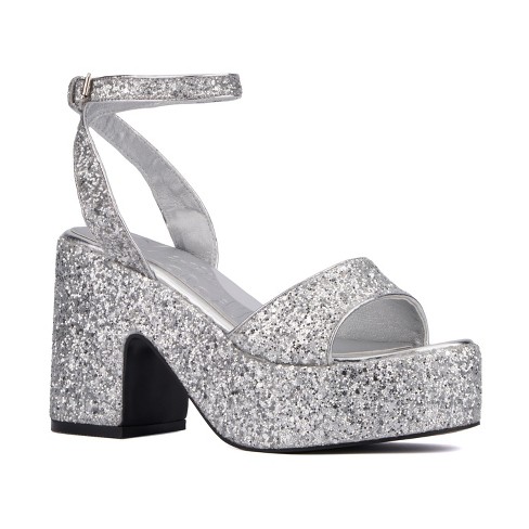 Olivia Miller Women's Capricorn Platform Heels - 6.5, Silver Glitter ...