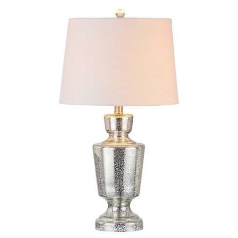 26.5" Glass Olivia Table Lamp Silver With Linen Shade - Jonathan Y ...