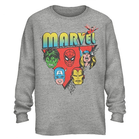 Mens Marvel Long Sleeve Shirt - Spiderman, Ironman, Captain America ...
