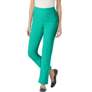 Woman Within Women's Plus Size Tall Flex-fit Pull-on Straight-leg Denim ...