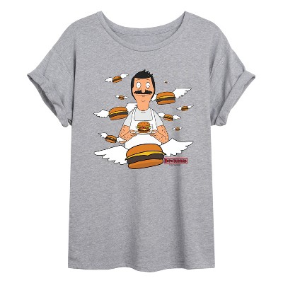Women's - Bob's Burgers - Flying Burgers Oversized Graphic T-Shirt : Target