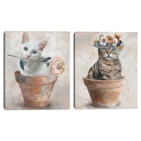 Masterpiece Art Gallery Set Of 2 Potted Pals Ii Unframed Wall Canvases ...