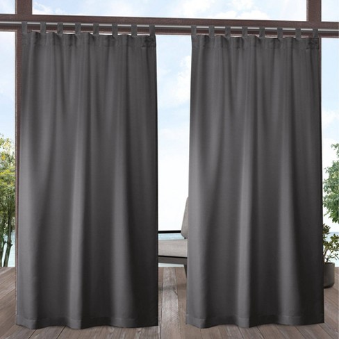 Set Of 2 (108"x54") Indoor/outdoor Solid Cabana Tab Top Curtain Panel ...