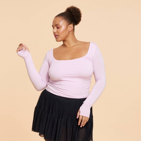 Blogilates Women's Love Story Long Sleeve Top - Light Pink 1x : Target