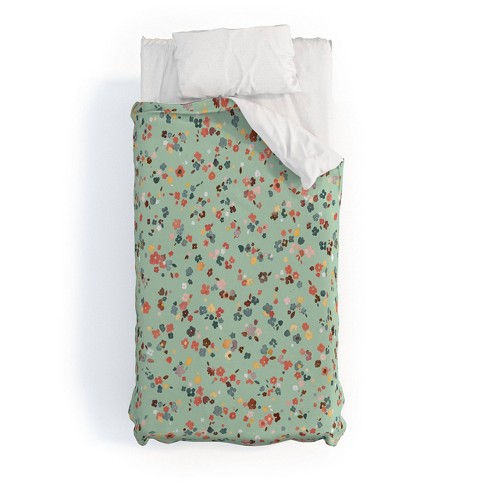 Ditsy Flowers Ninola Design Comforter Set Green/red - Deny Designs : Target