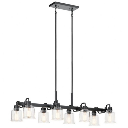 Aivian™ 42" 8 Light Linear Chandelier With Clear Glass Weathered Brass ...