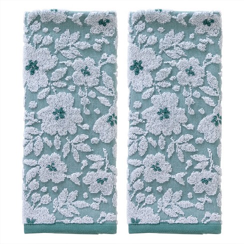 2pc Floral Jacquard Hand Towel Set Sky Blue - Skl Home : Target