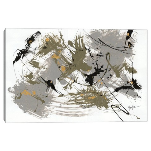 24" X 36" Abstract 1 By Dan Houston Canvas Art Print Black/gold ...