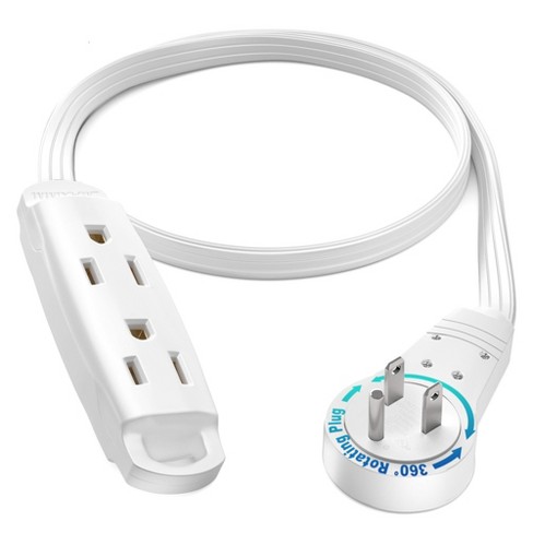 Maximm 360 Degree Rotating Flat Extension Cord Multi 3 Outlet Power ...