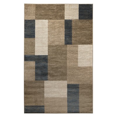 Modern Geometric Color Block Indoor Area Rug Or Runner, 7'x9', Beige ...