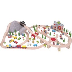 Melissa & Doug Deluxe Wooden Railway Train Set (130+pc) : Target